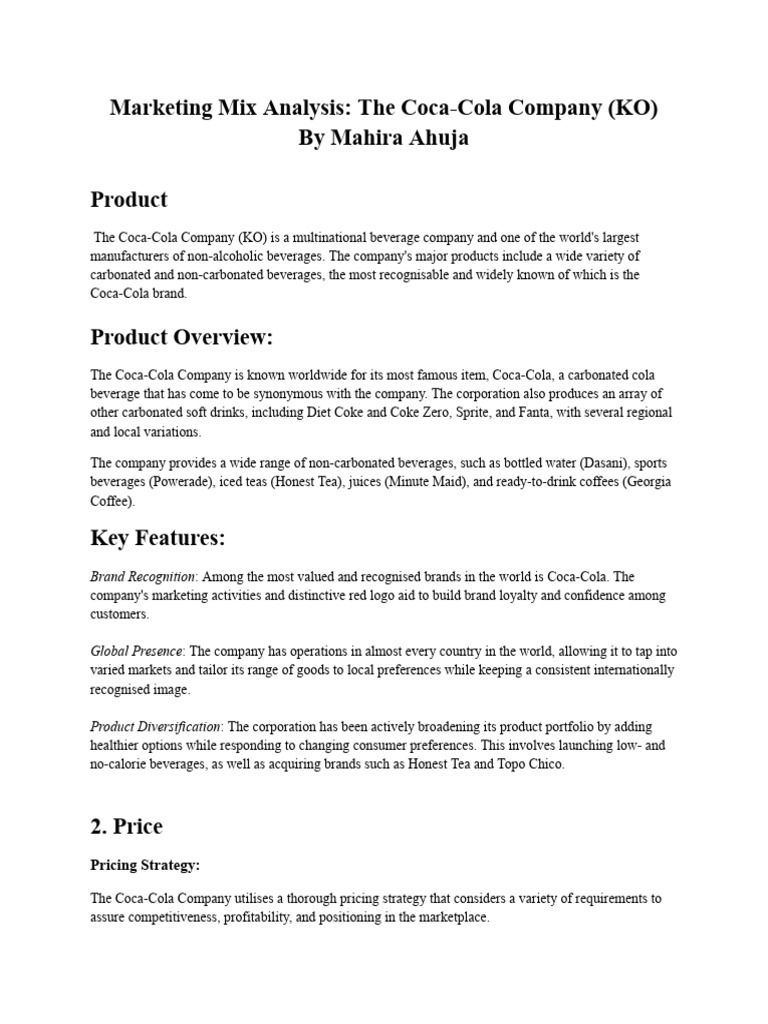 Marketing Mix Analysis_ The Coca-Cola Company (KO) | PDF | The Coca ...