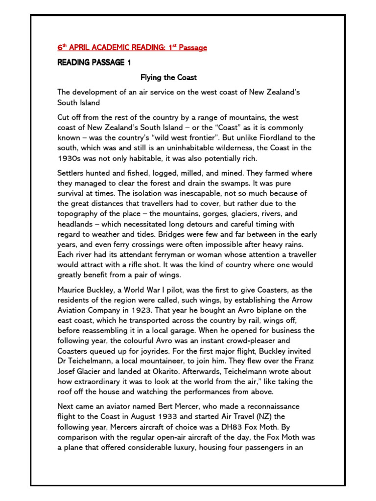 6thapril Academic Reading Passage One | PDF | Airlines | Aircraft