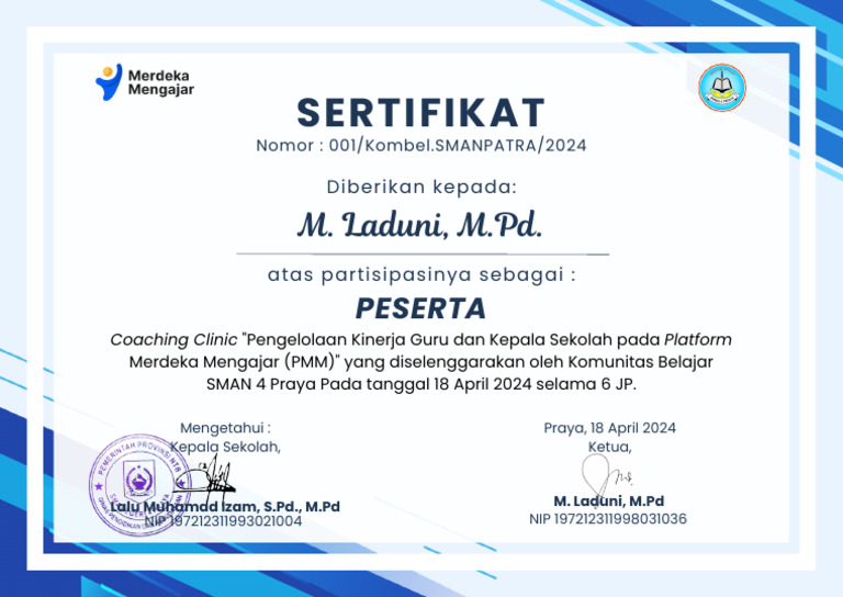 Sertifikat Pelatihan Peserta 2024 | PDF