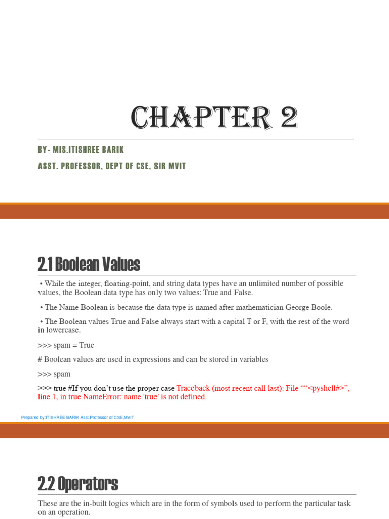 Python (ch2) | Download Free PDF | Boolean Data Type | Control Flow