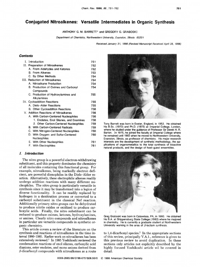 Organic Chemists' Nitroalkene Guide | PDF | Chemical Reactions | Ester