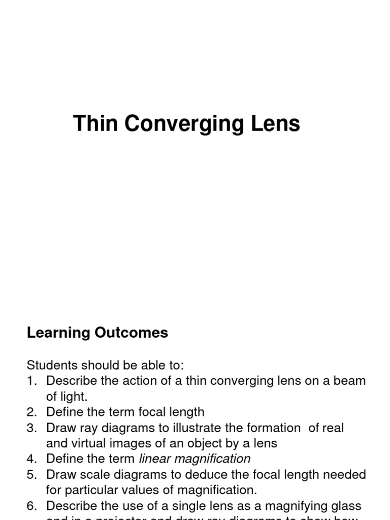 Understanding Thin Converging Lenses | PDF | Imaging | Glass ...