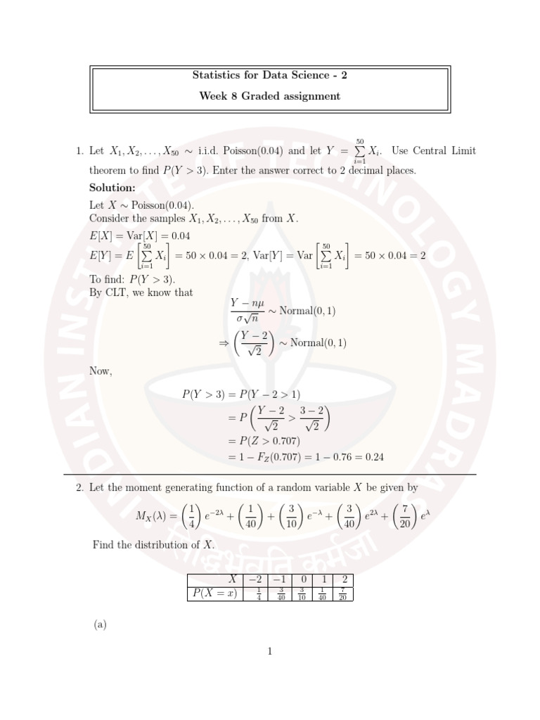 W8GS | PDF | Statistical Theory | Applied Mathematics