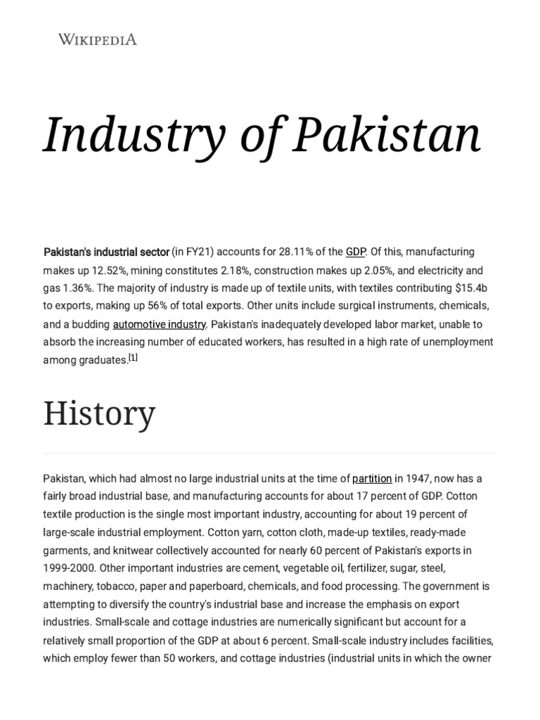 Overview of Pakistan's Industrial Sector | PDF | Economies