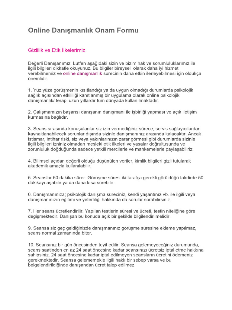 Bilgilendirilmiş Onam Formu. | PDF