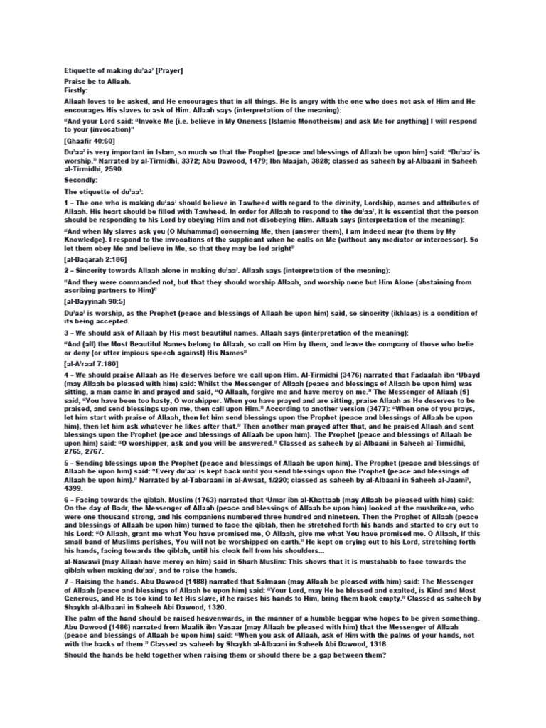 Etiquette of Making Dua - Prayer | PDF | Muhammad | Abrahamic Religions