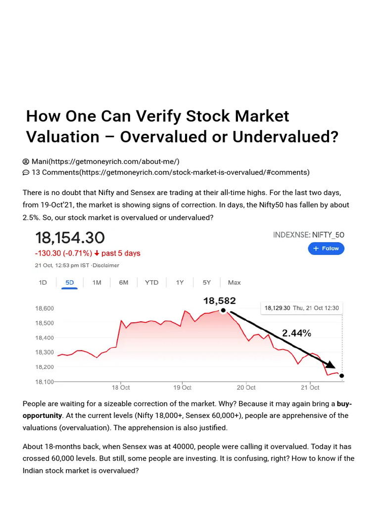 How One Can Verify Stock Market Valuation - Overvalued or Undervalued ...