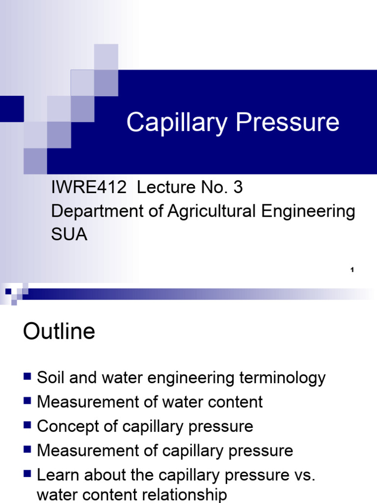 2 IWRE412-Capillary Pressure and Unsaturated Flow | PDF | Porosity | Diffusion
