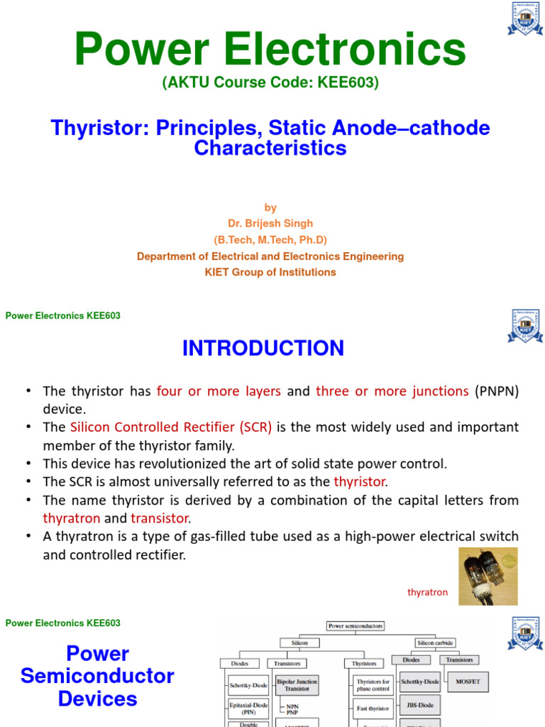 Thyristor Principles, Charecteristics Construction | PDF | Electronic ...