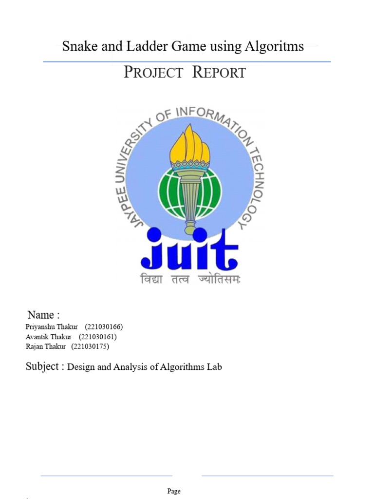 Snake and Ladder Game Using Algoritms: Roject Eport | PDF | Vertex ...