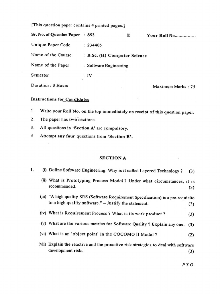 B.SC (Hons) Computer Science Software Engineering Sem IV 853 | PDF