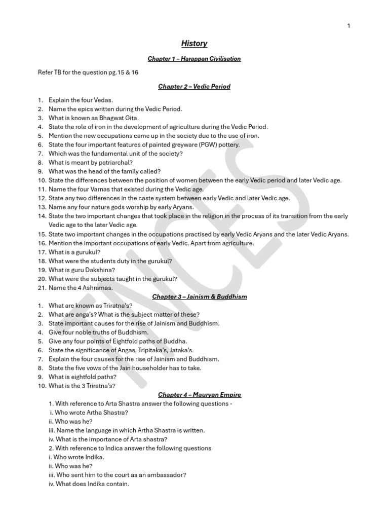 ICSE Class IX History Final Exam Revision Questions R-1 | PDF | Ashoka ...