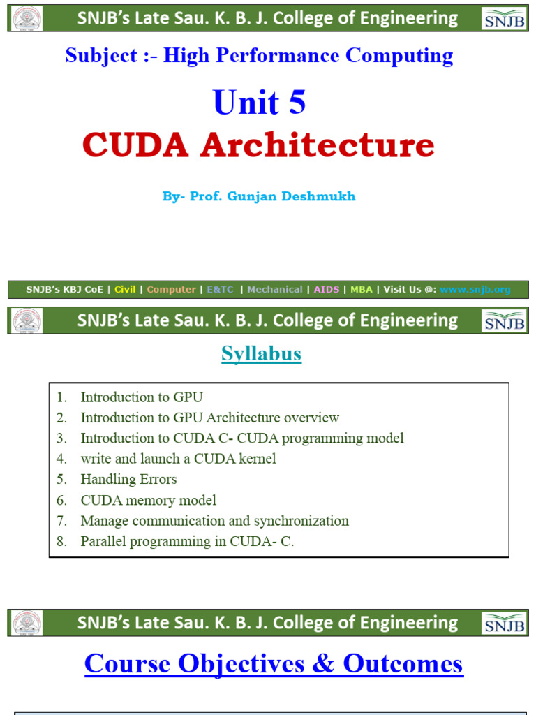 Unit 5_CUDA Architecture | PDF | Graphics Processing Unit | Central Processing Unit