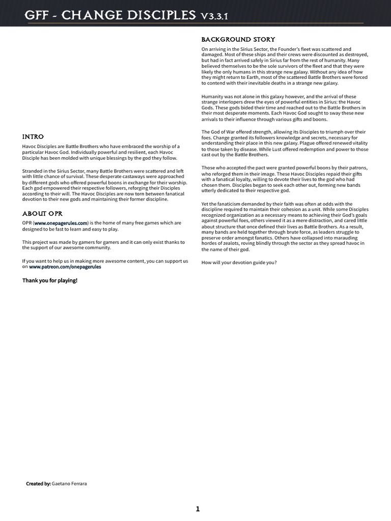 GFF - Change Disciples 3.3.1 | PDF