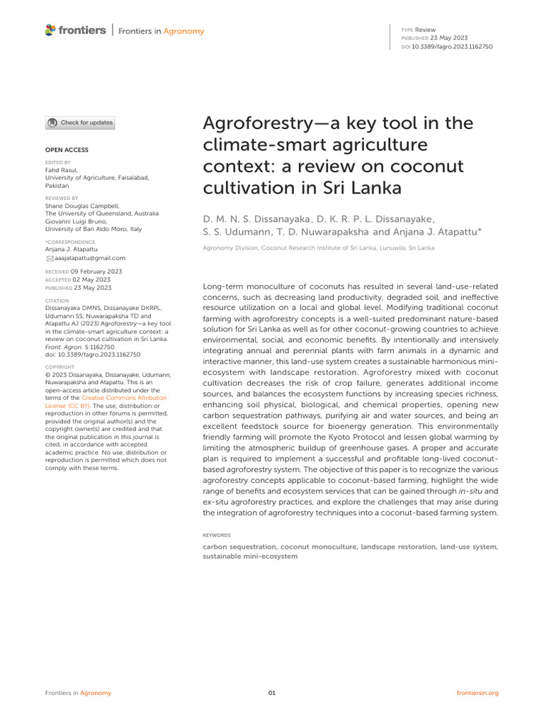 FrontAgro - 2023-Agroforestry - A Key Tool in Climate-Smart Agric ...