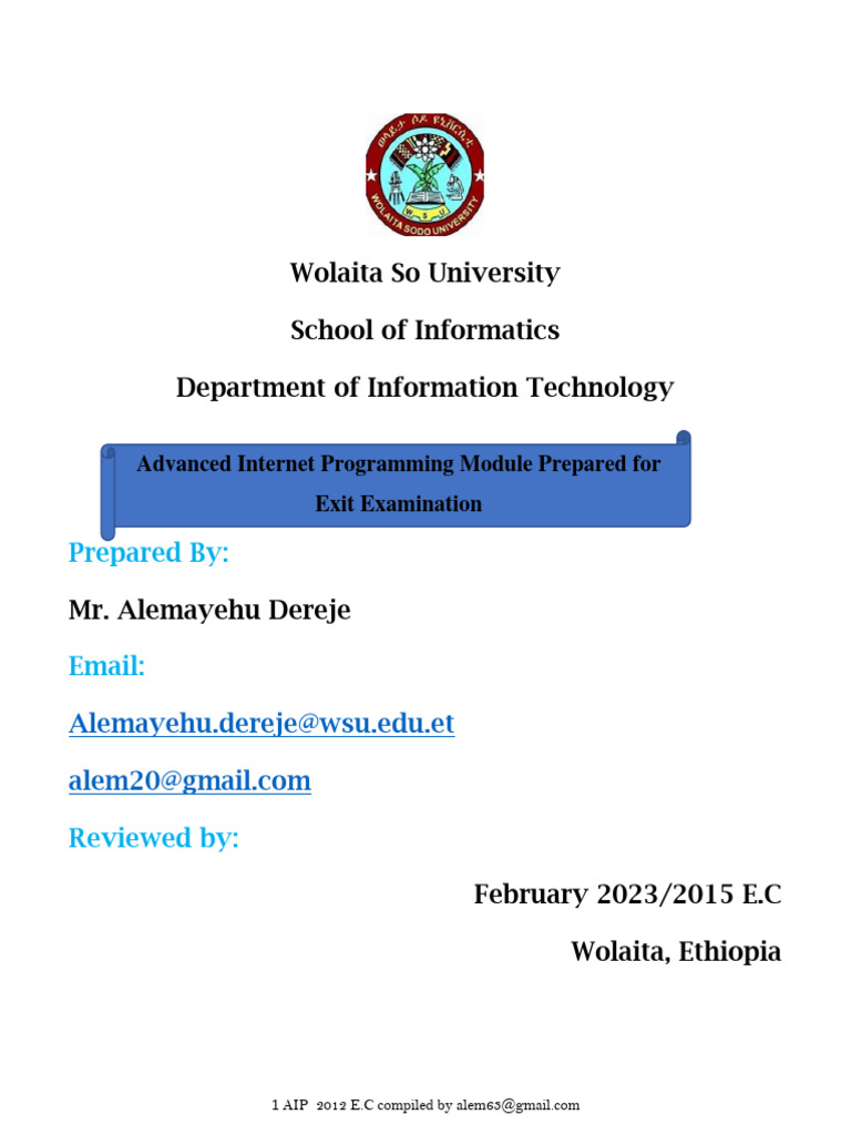 Internet Programing II | PDF | Dynamic Web Page | World Wide Web