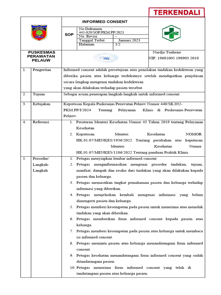 Prosedur Informed Consent Puskesmas Pelauw | PDF | Sains & Matematika