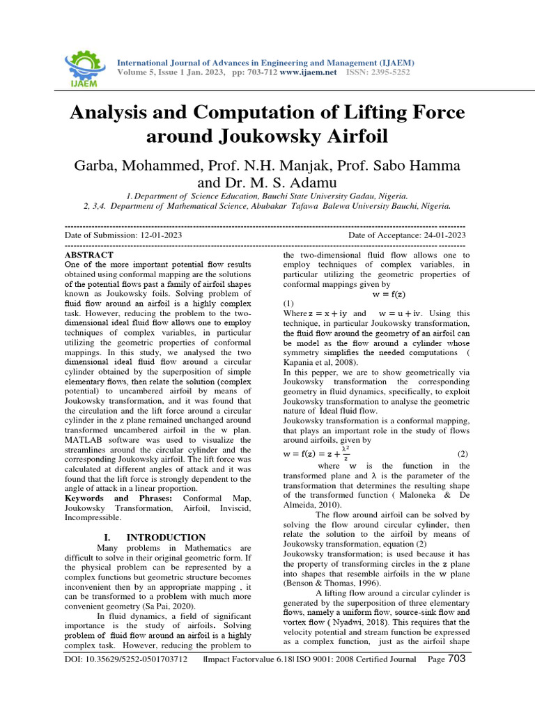 Analysis and Computation of Lifting Force | PDF | Lift (Force) | Airfoil