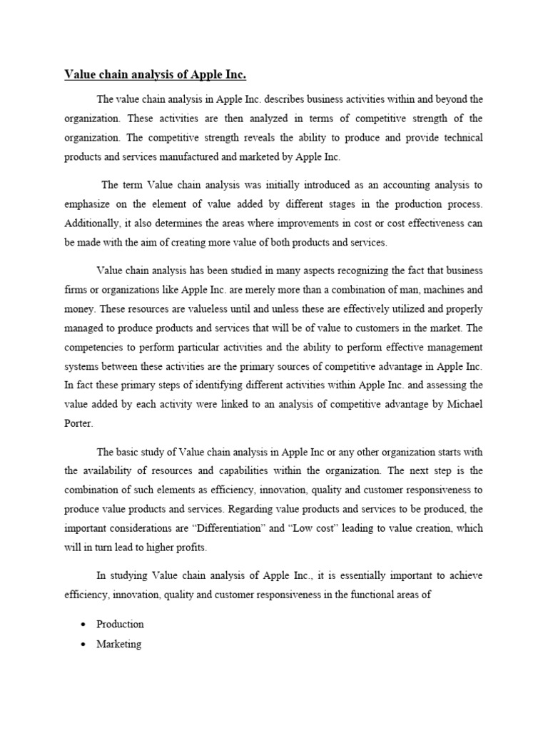 Apple Inc-Value Chain Analysis | PDF | Apple Inc. | I Pod