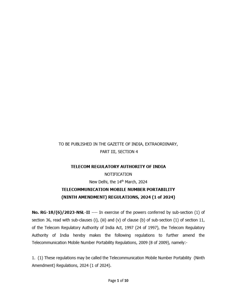 MNP Regulations 2024: Ninth Amendment | PDF | Telecommunications