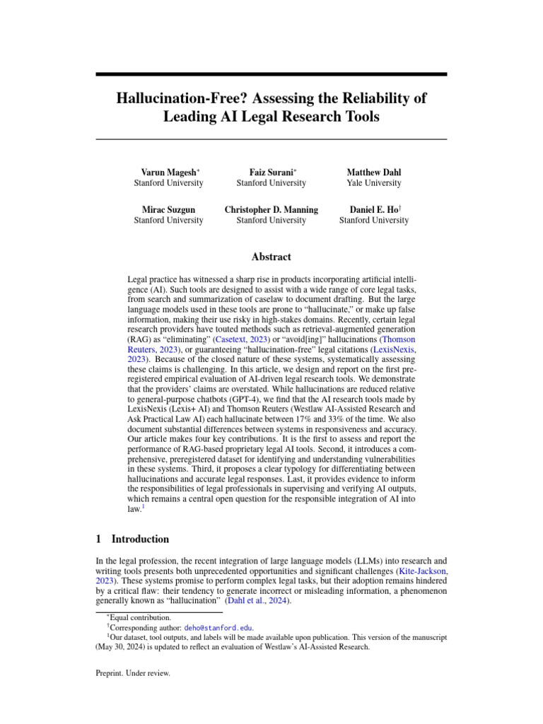 Legal RAG Hallucinations | PDF | Artificial Intelligence | Intelligence ...