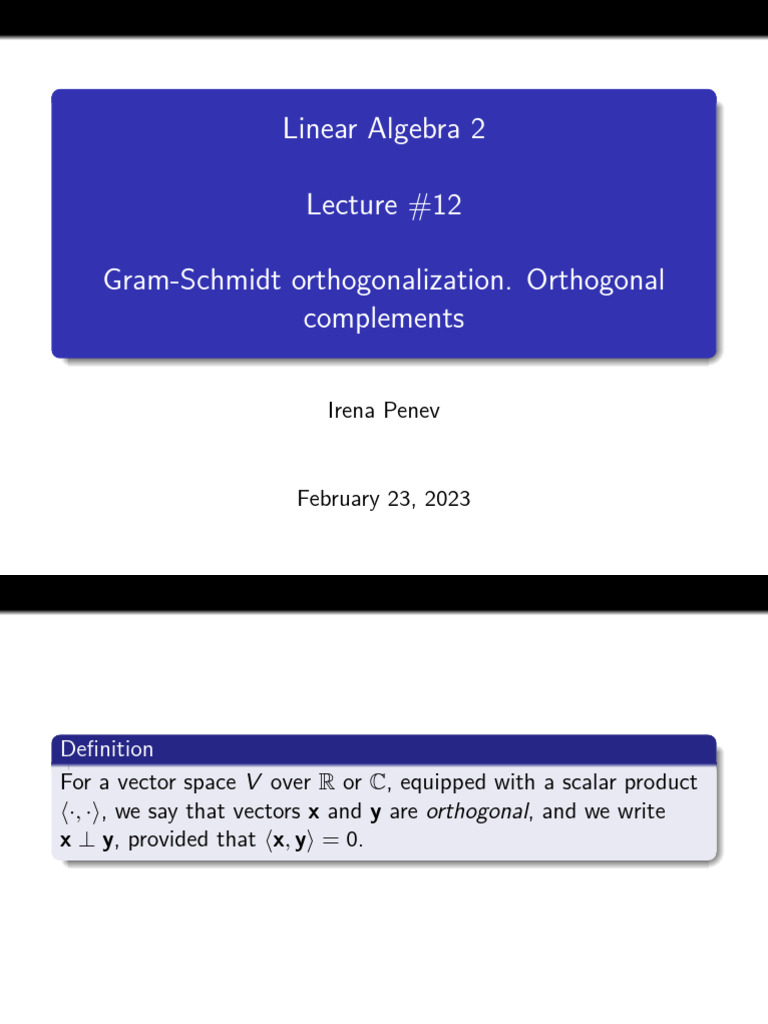 La 2 s 2023 Lecture 12 Slides | PDF | Basis (Linear Algebra) | Vector Space