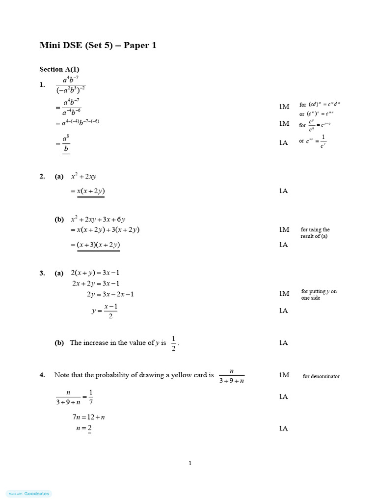 MiniDSE Paper 1 (Set 5) - Full Sol - Eng | PDF | Numbers | Elementary ...