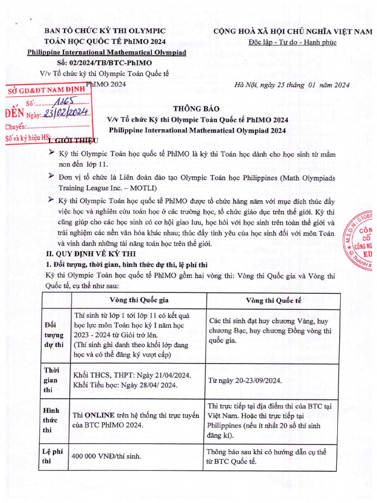 Thi PhIMO 2024 - So 2 Gioi Thieu Va Quy Dinh | PDF