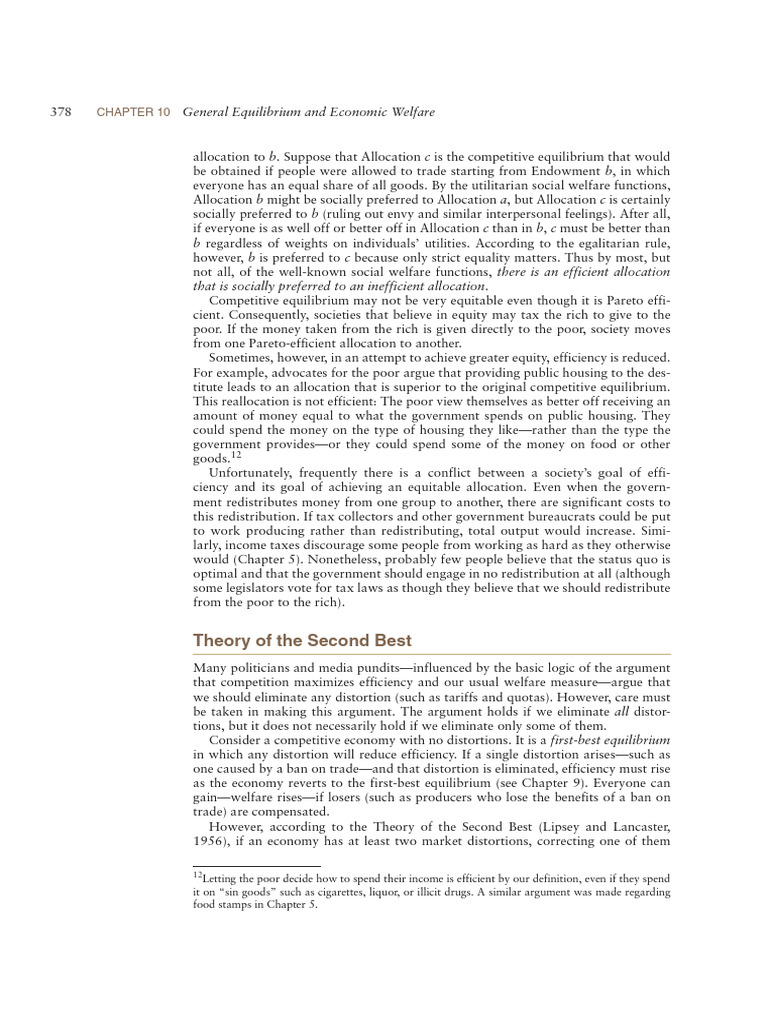 Theory of Second Best - Microeconomics by Perloff | PDF | Welfare ...