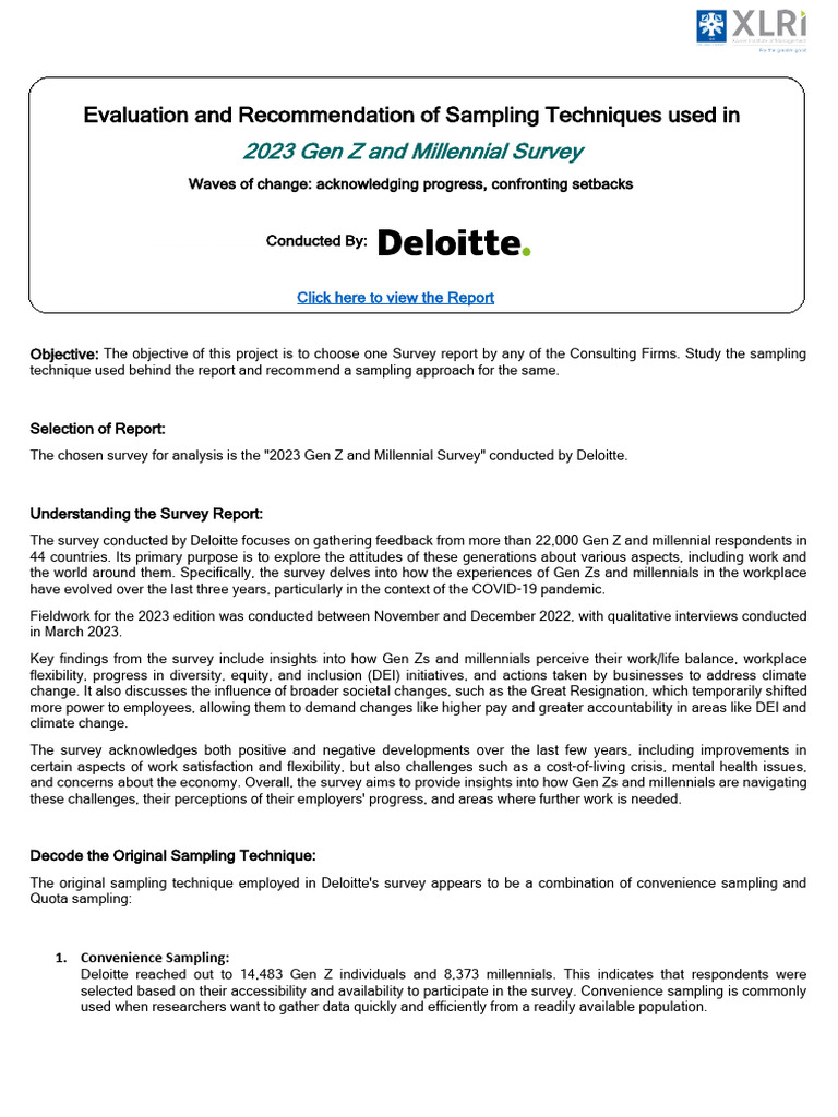 Group 2 - Study of Sampling Techniques - Delloite Report | PDF | Cost ...
