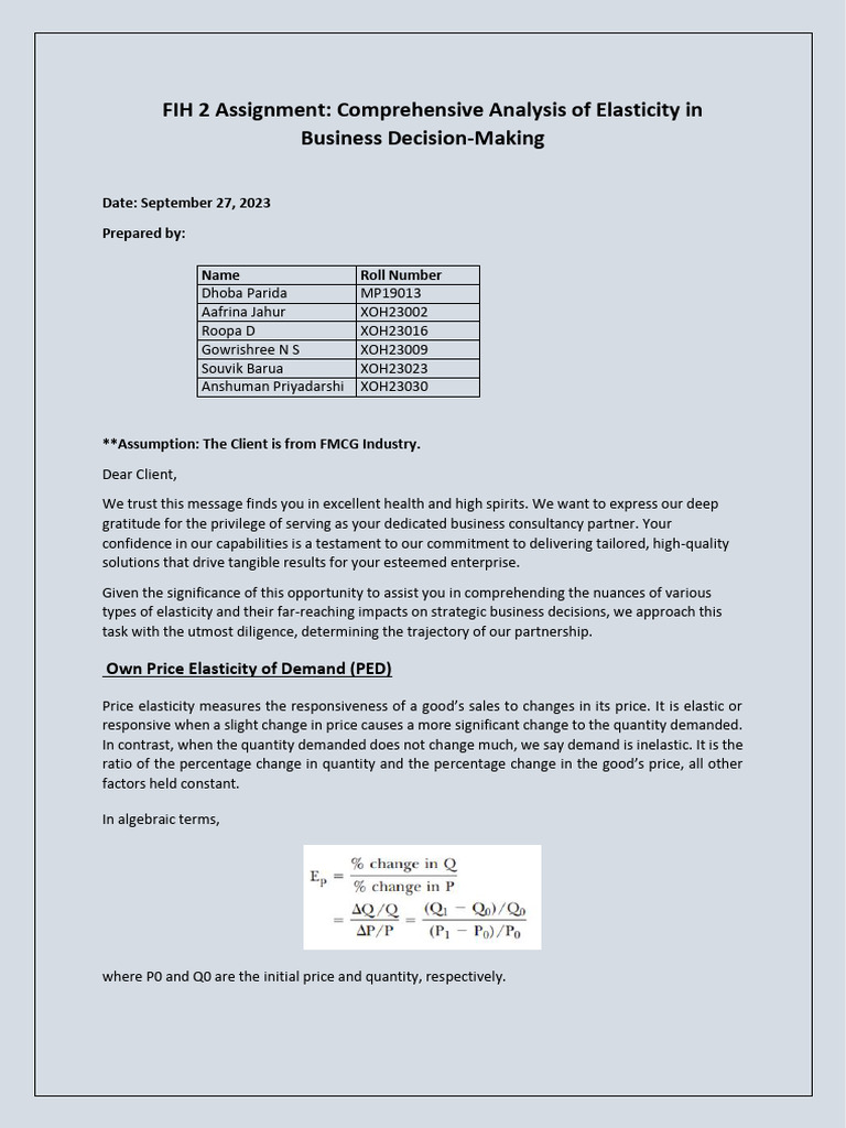 Group 2 - FIH 2 Assignment - Final | PDF | Elasticity (Economics ...