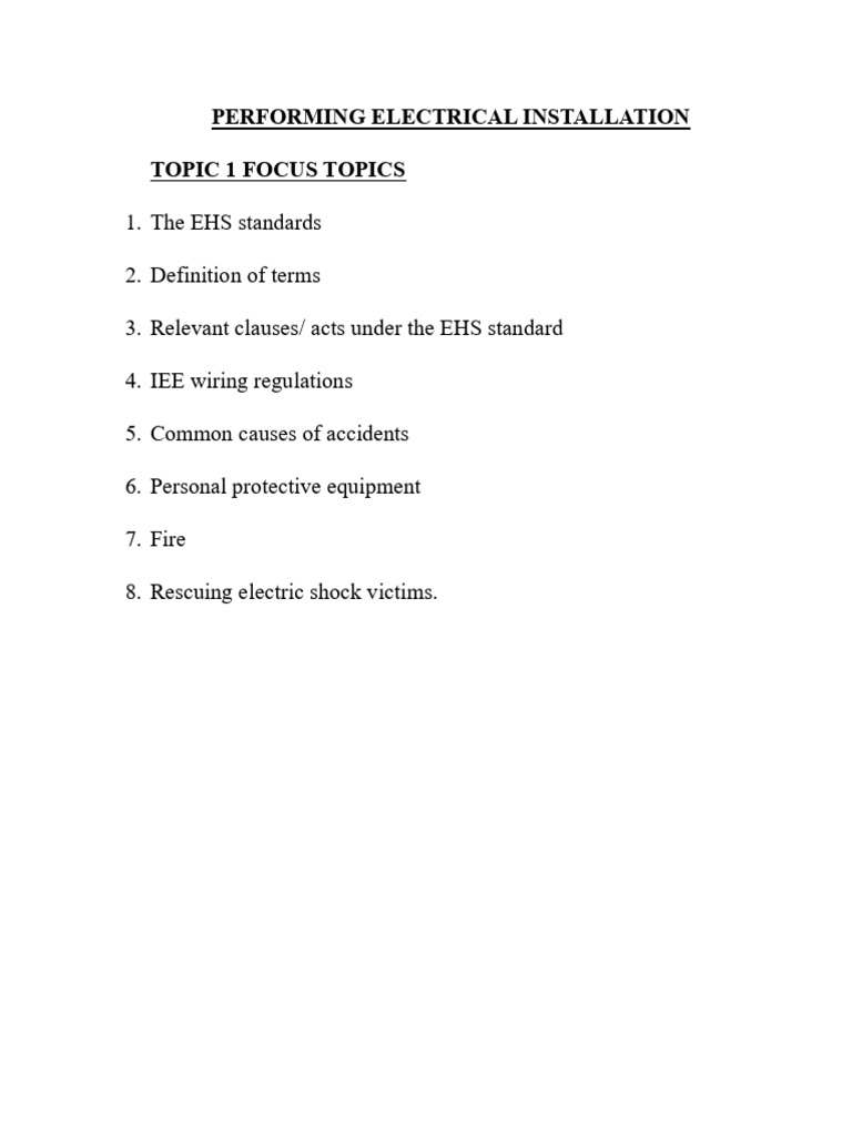 PERFORMING ELECTRICAL INSTALLATION | PDF | Occupational Safety And ...
