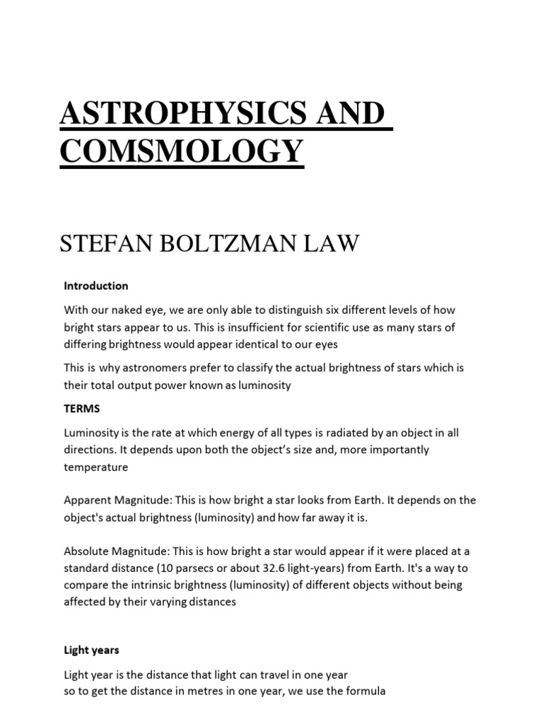 Edexcel IAL physics unit 5 - AStrophysics and Comsmology | PDF | Stars ...