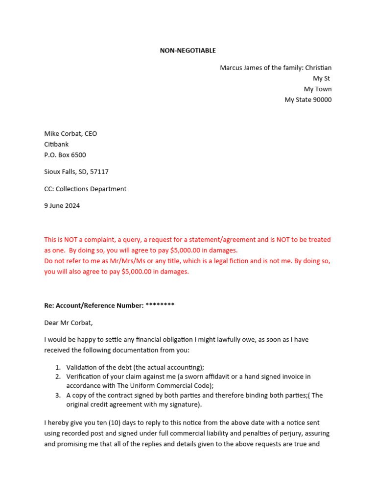 Bank Credit Card Letter Template 1 | PDF | Debt | Credit