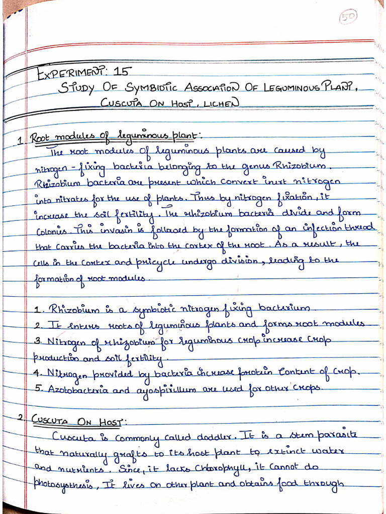 Expt 15 Study of Symbiotic Association of Leguminous Plant, Cuscuta On ...