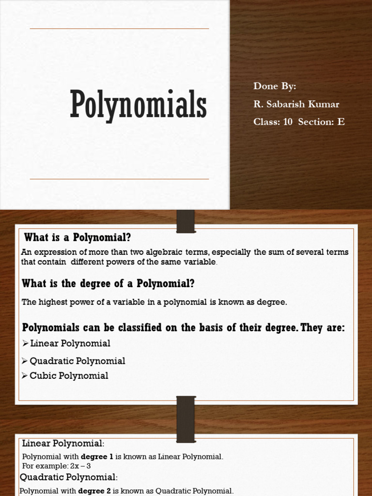 Polynomials 2 Class 10 | PDF | Polynomial | Quadratic Equation