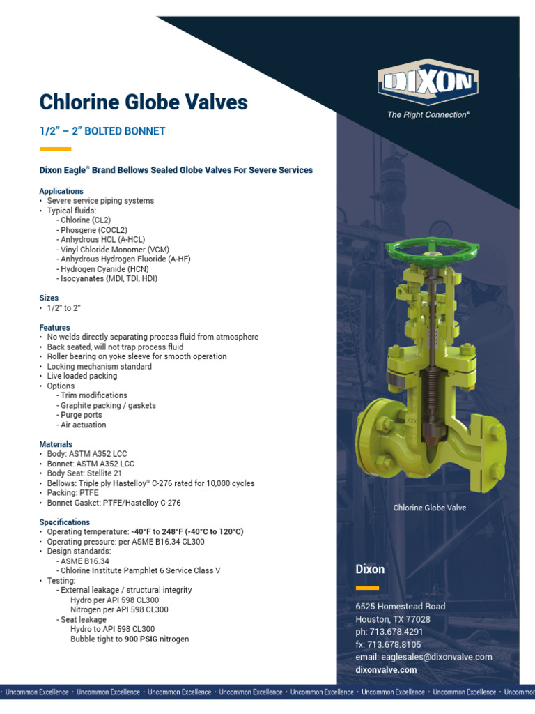 Chlorine Globe Valves 2023 | PDF | Screw | Valve