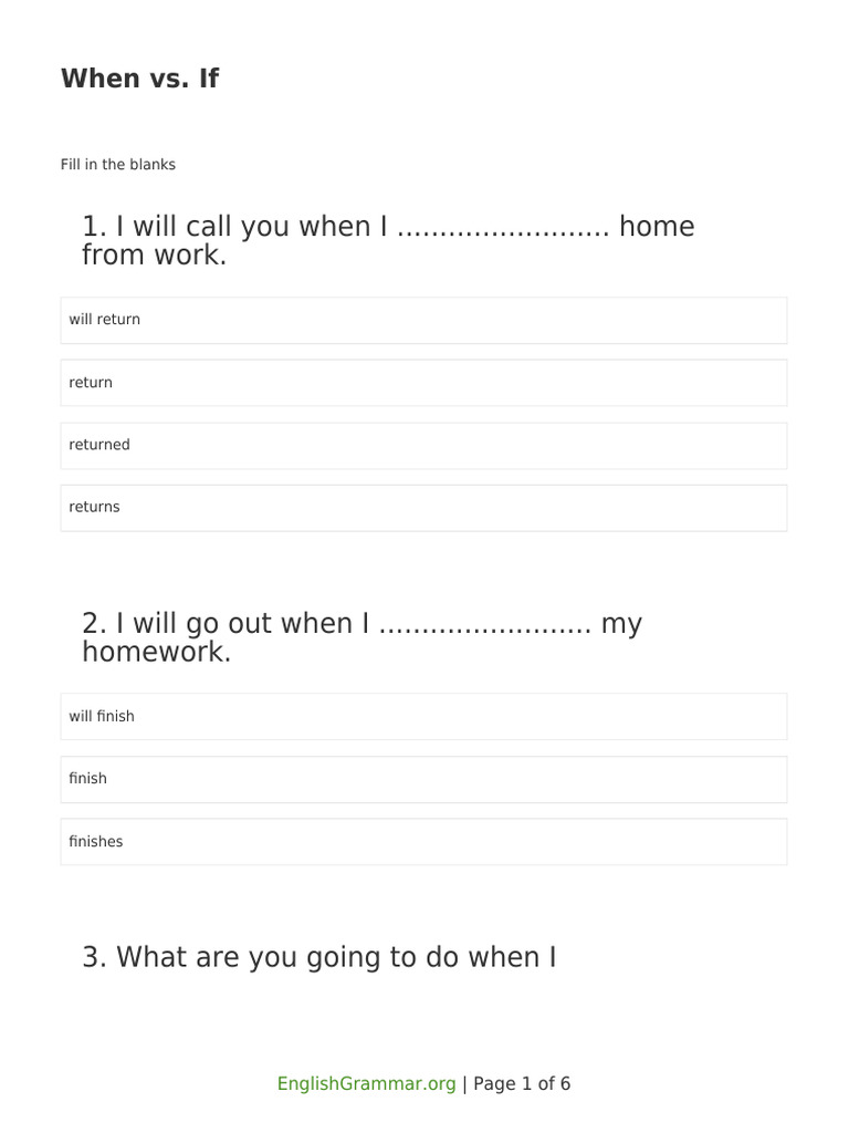 Understanding "When" vs. "If" in English | PDF | Home & Garden | Self ...