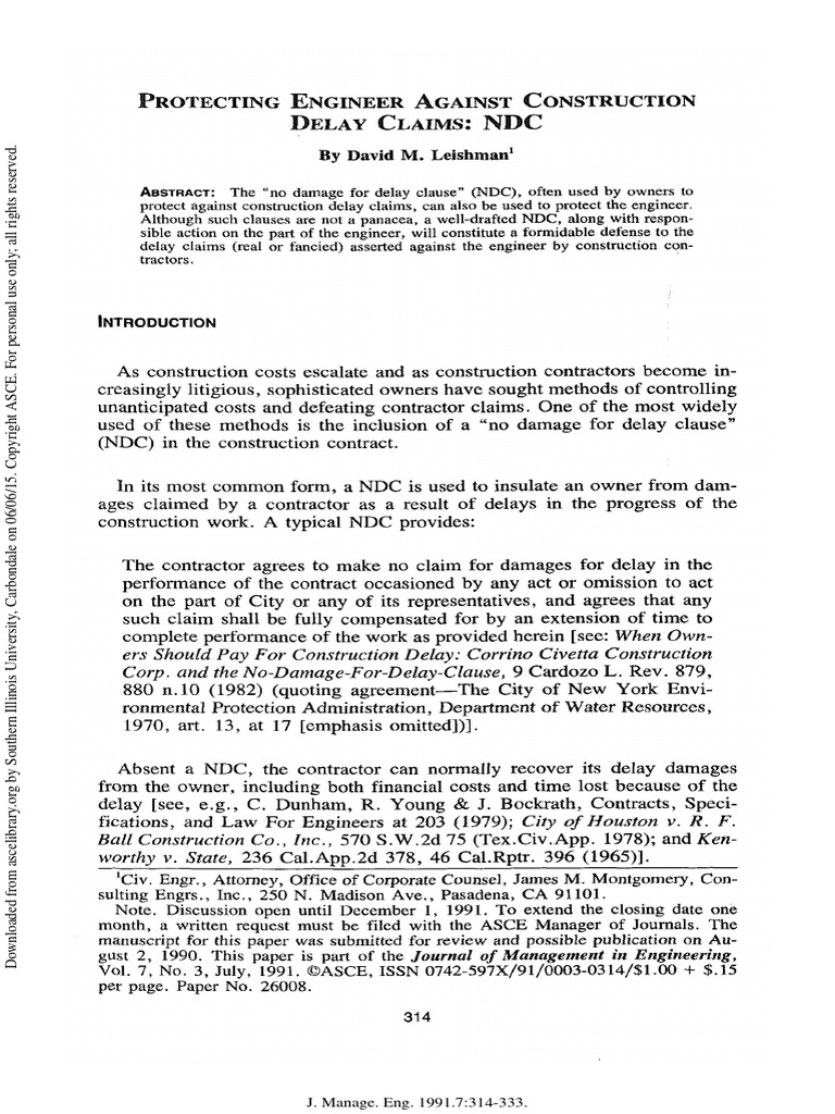 Protecting Engineer Against Construction Delay Claims NDC | PDF | Common Law | Damages