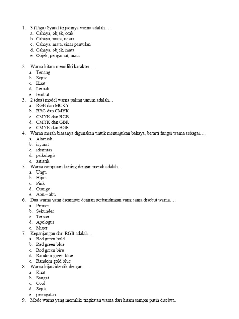 Soal Dasar Dkv X Untuk Siswa Pdf