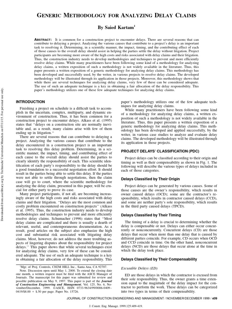 Construction Delay Analysis Guide | PDF | Methodology