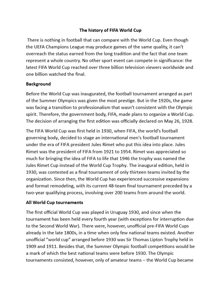 History of the FIFA World Cup | PDF | Fifa World Cup | Football Codes