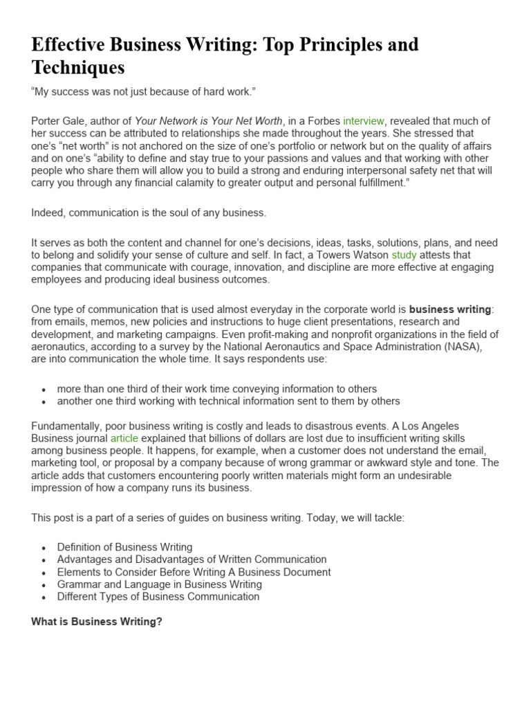 Effective Business Writing | PDF | Communication | Social Psychology
