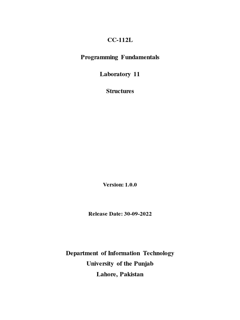 CC-112L PF Lab-11 | PDF | Pointer (Computer Programming) | Software Development