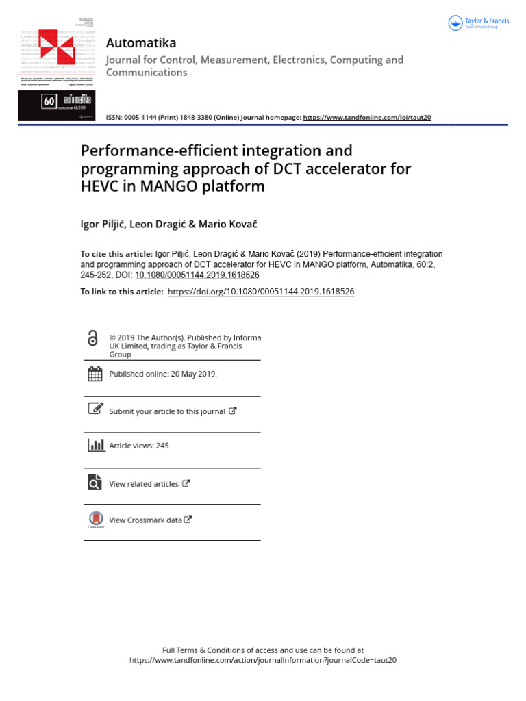 Performance efficient integration and programming approach of DCT accelerator for HEVC in MANGO ...