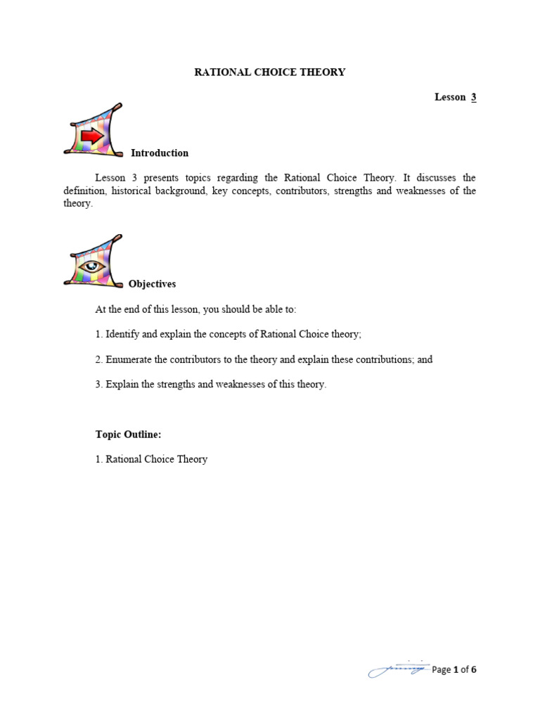 Lesson 3 DISS Rational Choice Theory | PDF | Rationality | Decision Making