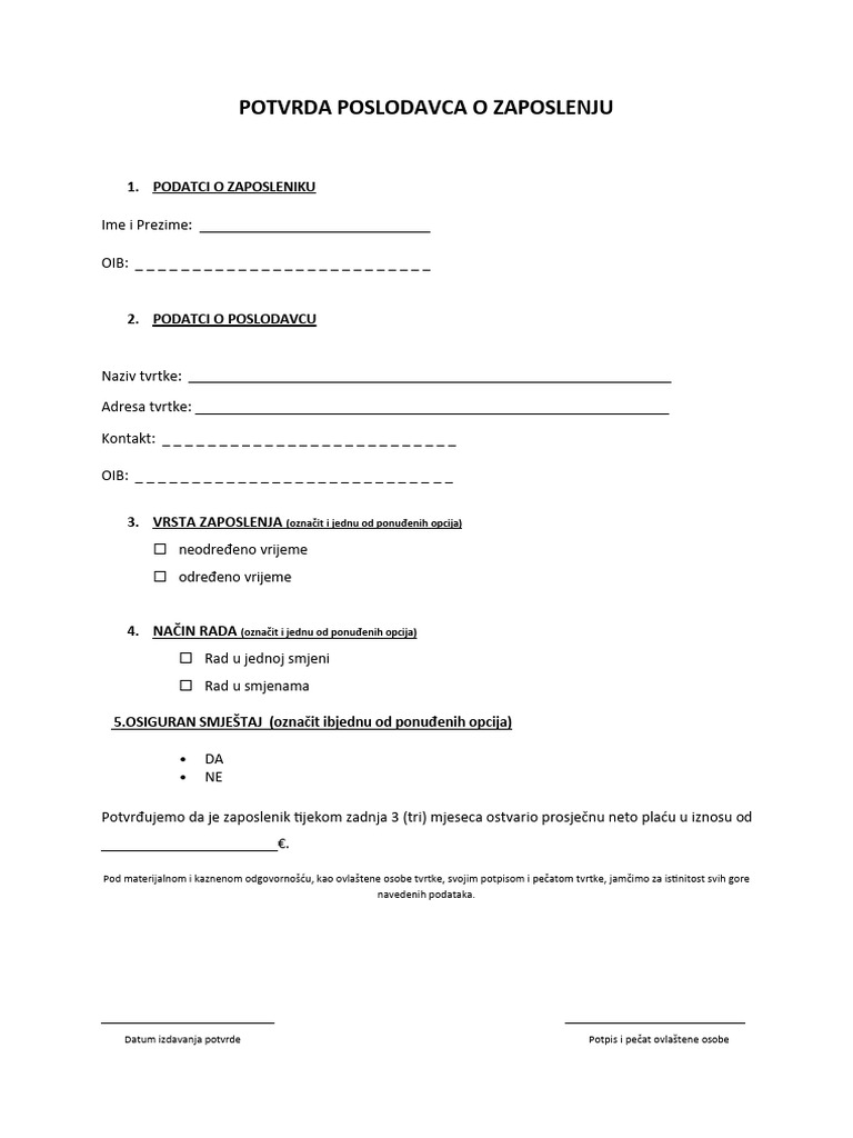 POTVRDA-POSLODAVCA-O-ZAPOSLENJU-a1 | PDF