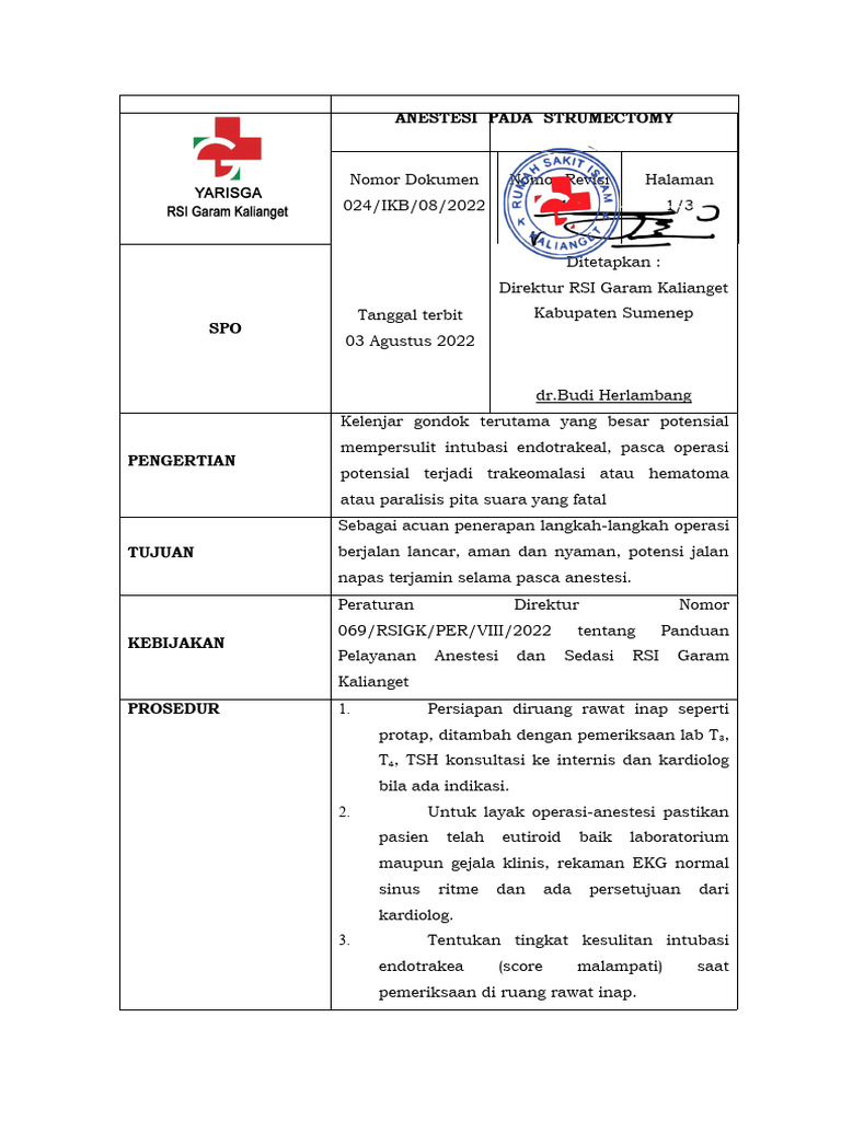 24 Spo Anestesi Pada Strumectomy | PDF | Sains & Matematika