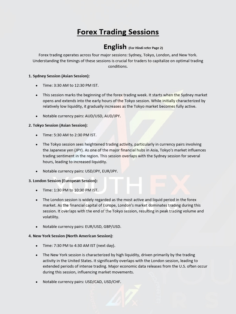 Forex Trading Sessions (Forex Beginner's Guide1) | PDF | Foreign ...