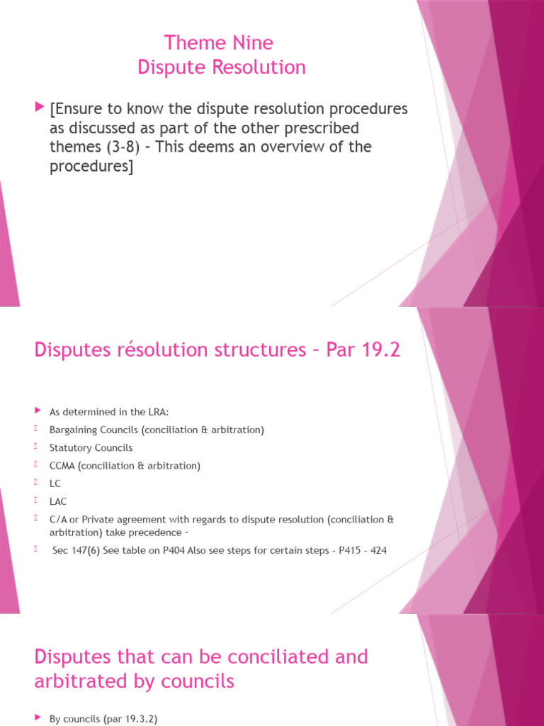 Theme 9 Dispute Resolution | PDF | Arbitration | Dispute Resolution